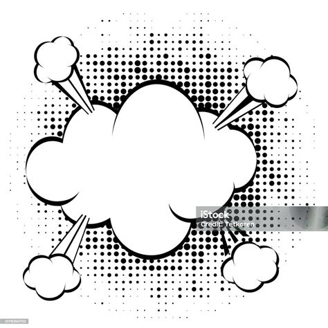 팝 아트 스타일에 하프톤 도트 배경으로 만화 만화 연설 거품 빈 대화 구름 만화 책 소셜 미디어 배너 홍보 자료에 대 한 벡터 일러스트 레이 션 공란에 대한 스톡 벡터 아트