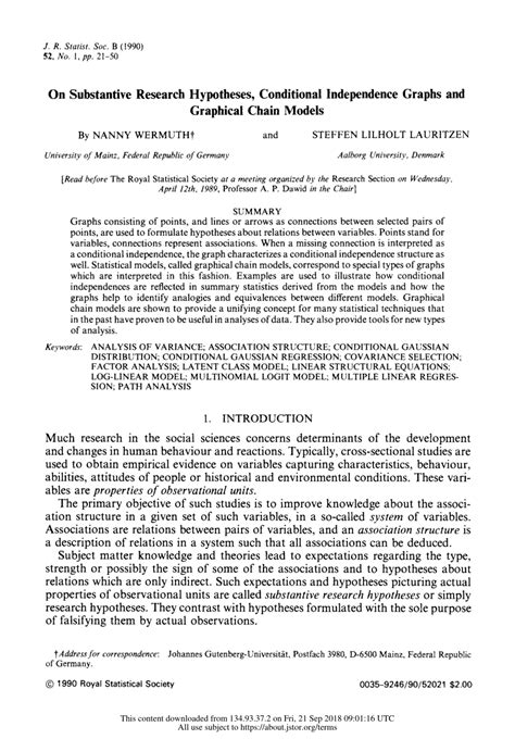 Pdf On Substantive Research Hypotheses Conditional Independence Pdf On Substantive Research Hypotheses Conditional Independence
