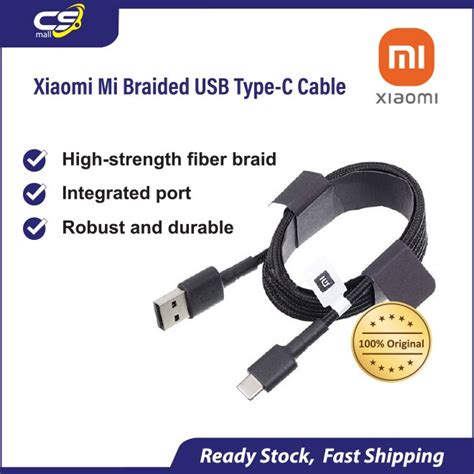 Xiaomi Original Mi Braided Usb Type C Cable 100cm Durable Data Cable Type C Black Color