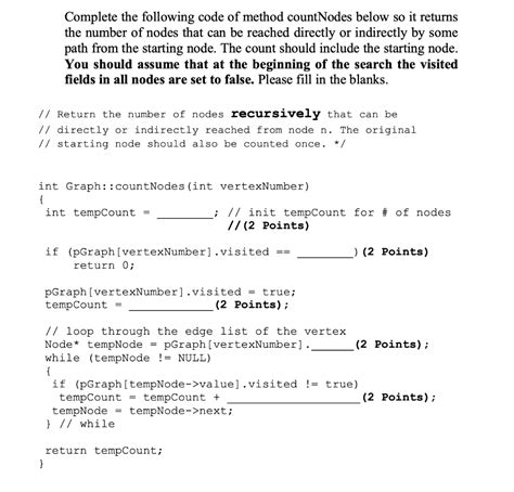 Solved Complete The Following Code Of Method CountNodes Chegg