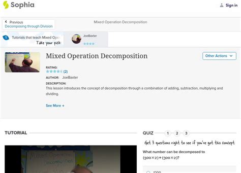Sophia Mixed Operation Decomposition Lesson 1 Instructional Video For