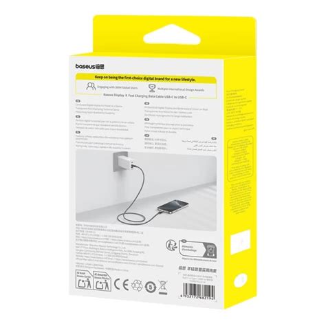 Baseus Display 2 100w 1 Meter Type C To Type C Fast Charging Data Cable Baseus Colombo