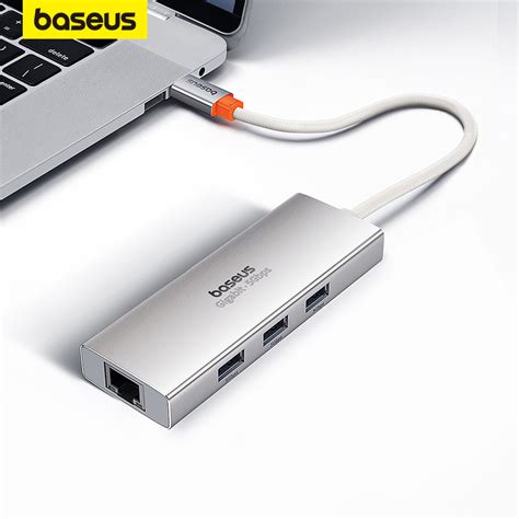 Baseus 4 In 1 USB Hub With1000Mbps Ethernet Port USB Splitter USB Adapter USB C Docking Station