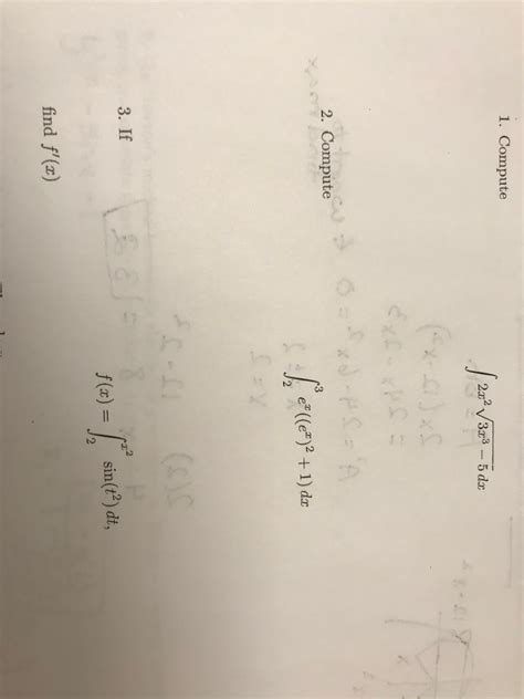 solved 1 compute 2a2 323 5 dx 2 compute 2 3 if f x