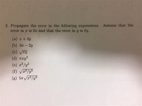 solved propagate the error in the following expressions