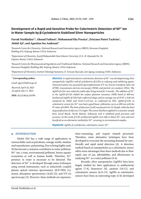 Pdf Development Of A Rapid And Sensitive Probe For Colorimetric