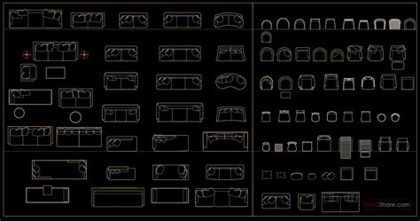Lounge Sofa Cad Block Baci Living Room