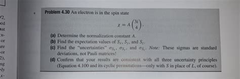 Solved Problem 4 30 An Electron Is In The Spin State 2 Ed