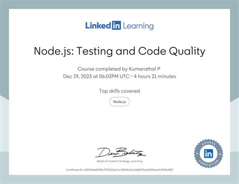 Kumarathal P On Linkedin Certificate Of Completion