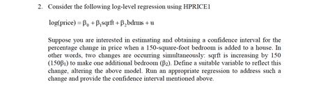 Solved 2 Consider The Following Log Level Regression Using