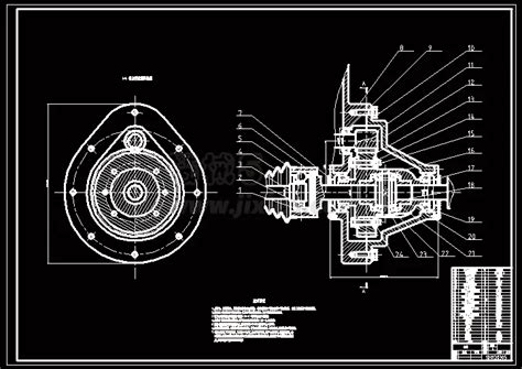 驱动桥装配cad图纸（a0大小）下载 汽车 运输 输送 机械图纸 机械5
