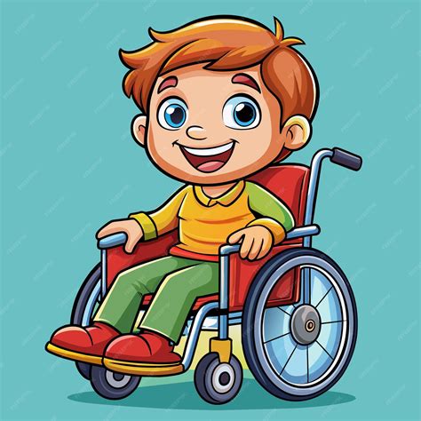 A Cartoon Of A Boy In A Wheelchair With A Blue Background Premium Ai
