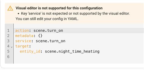 unable to add scenes to automation actions visual editor is not