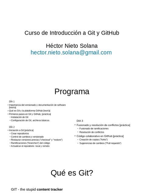 Curso De Introducción A Git Y Github Héctor Nieto Solana Pdf Kernel