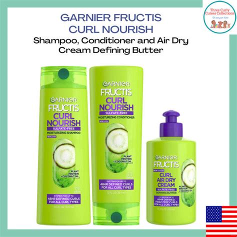Garnier Fructis Curl Nourish Sulfate Free Moisturizing Shampoo Conditioner Air Dry Cream