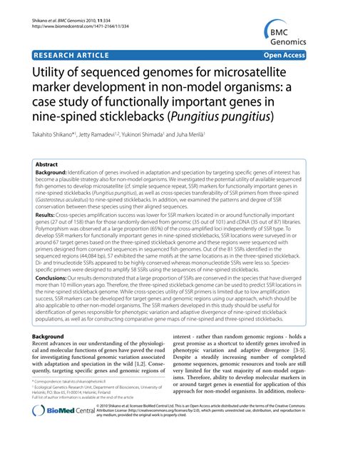 Pdf Utility Of Sequenced Genomes For Microsatellite Marker Development In Non Model Organisms