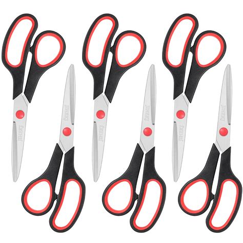 Scissors Bulk Black 6 Pack All Purpose Scissors Stainless Steel Sharp Scissors For Office Home
