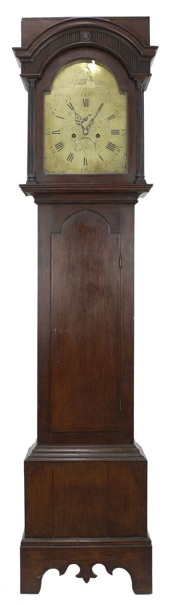 Oak Eight Day Longcase Clock The 12 Brass Arched Dial Signed Thomas Applin Queen Camel To The