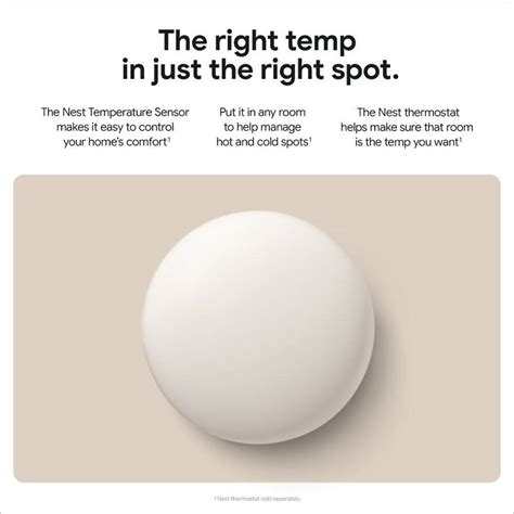 Google Nest Temperature Sensor 2nd Gen 1 Pack Up To 3 Year Battery Compatible With Nest
