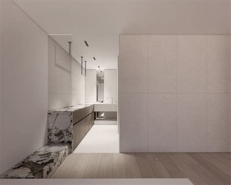 비로소 스페이스 수원인테리어 광교인테리어 동탄인테리어 수지인테리어 우드 월이 길게 이어지는 복도 이 긴 복도의 텍스처와 공간감을 더욱 잘 표현하기 위해 숨겨야 했던