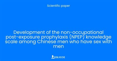Scientific Research Development Of The Non Occupational Post Exposure Prophylaxis Npep