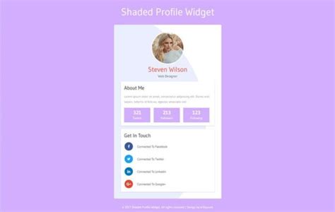 Shaded Profile Widget A Flat Responsive Widget Template W3layouts