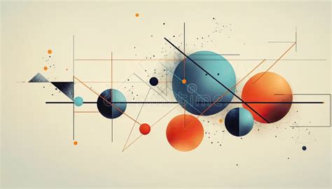Abstract Geometric Background With Circles Lines And Dots Vector Illustration Stock