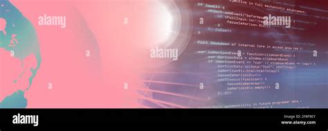 Computer Code Processing And Planet Earth Against Gradient Background Program Coding Concept
