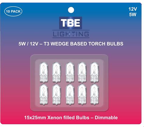 Tbe Lighting Replacement 12 Volt 5w T3 14 Wedge Base Xenon Bulbs