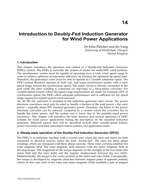 Introduction To Doubly Fed Induction Generator For Wind