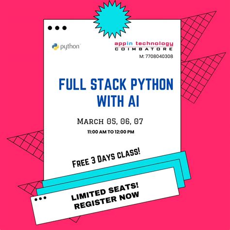 📢 Full Stack Python with... - Appin Technology, Coimbatore, | Facebook