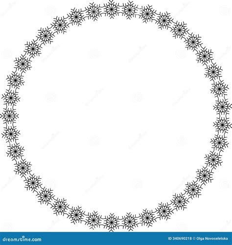 Snowflake Circle Frame Winter Snowflake Round Border Vector Illustration