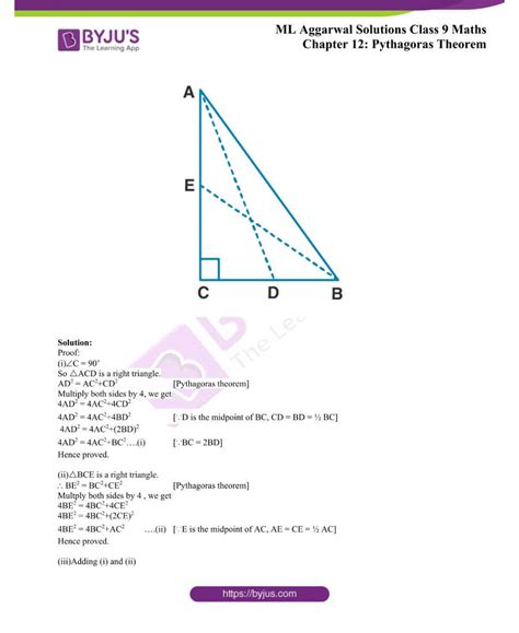 ml aggarwal solutions for class 9 maths chapter 12 pythagoras theorem