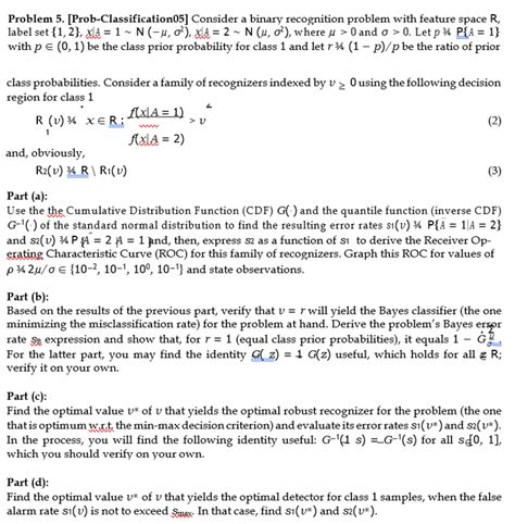 Problem Prob Classification Consider A Binary Chegg