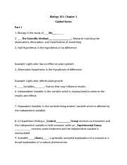 The Study Of Life Biology 101 Chapter 1 Guided Notes Course Hero