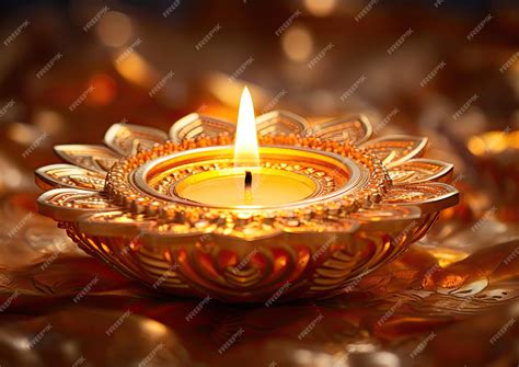 Premium Photo A Hyperrealistic Closeup Of A Diwali Diya Oil Lamp Capturing The Flickering