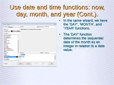 Advanced Spreadsheets Date And Time Functions