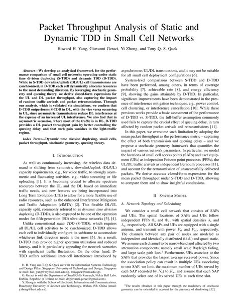 Pdf Packet Throughput Analysis Of Static And Dynamic Tdd In Small Cell Networks