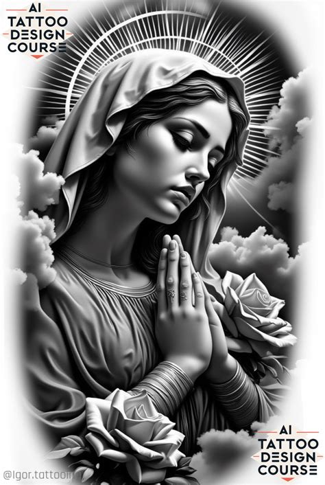 Virgin Mary Nossa Senhora Our Lady Realism Tattoo Design