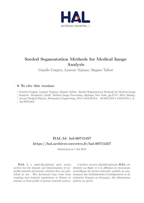 Pdf Seeded Segmentation Methods For Medical Image Analysis 3 Seeded