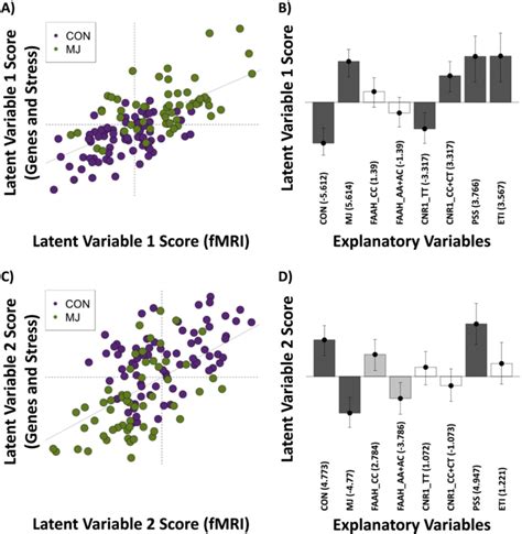 Latent Variable 1 Lv1 And 2 Lv2 Scores And Loadings A Lv1 Fmri