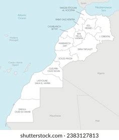Vector Map Morocco Regions Administrative Divisions Stock Vector