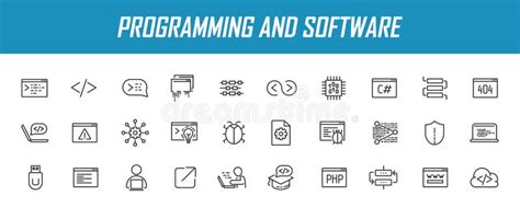 Programming Icons Flat Design Or Programming Icons 2 Style Of Programming Icons Stock Vector