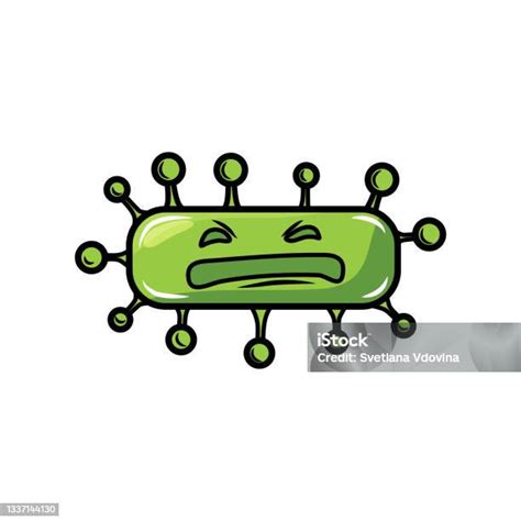 흰색 고립 된 배경에 녹색 바이러스 박테리아 코로나바이러스 박테리아는 캐릭터입니다 만화 아이콘입니다 벡터 일러스트레이션