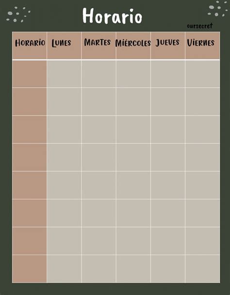 Plantillas Horario Para Imprimir En Formato De Word Y Open Office Images