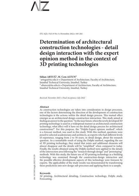 Pdf Determination Of Architectural Construction Technologies Detail Design Interaction With