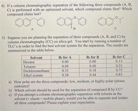Solved 4 If A Column Chromatographic Separation Of The