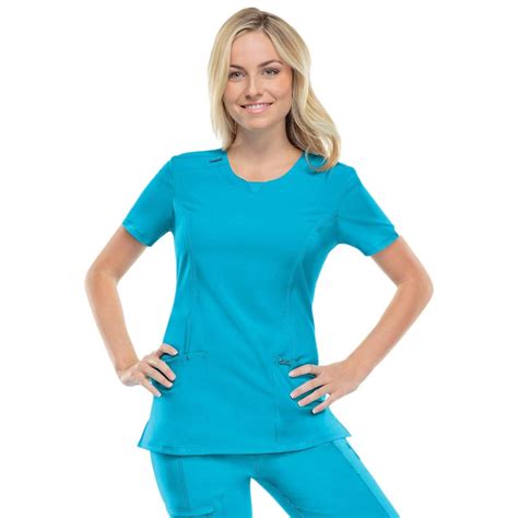 Cherokee Infinity 2624a Scrubs Top Womens Round Neck Turquoise