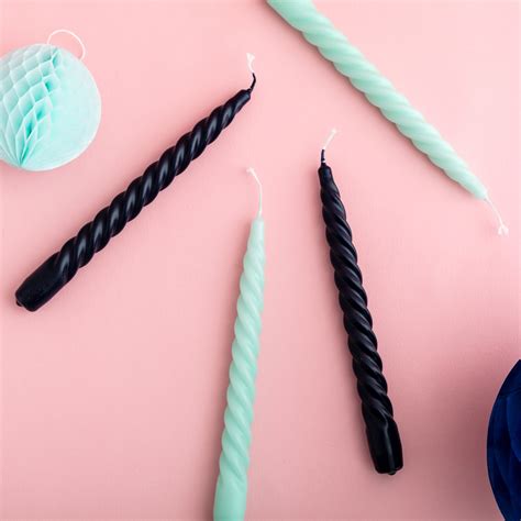 Mint And Navy Spiral Wax Candles Postbox Party