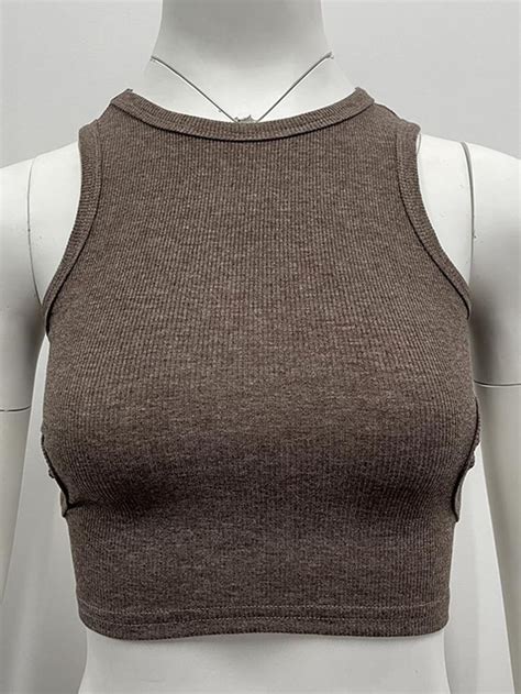 Bytelinked 2024 Summer Solid Color Sleeveless T Shirt Womens Side Hole